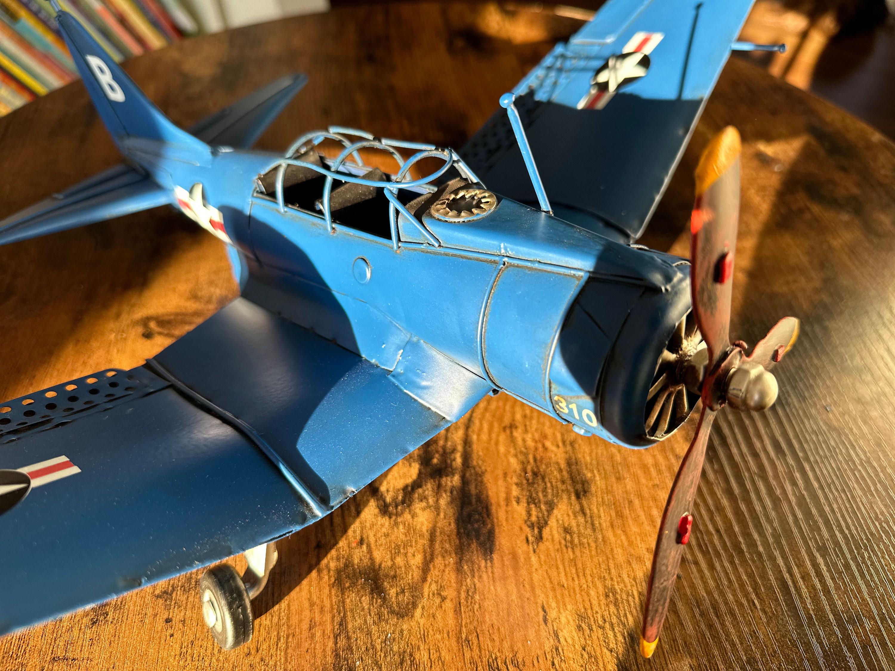 Handmade Blue Propeller Airplane Spiral Plane Vantage Propeller Plane ...