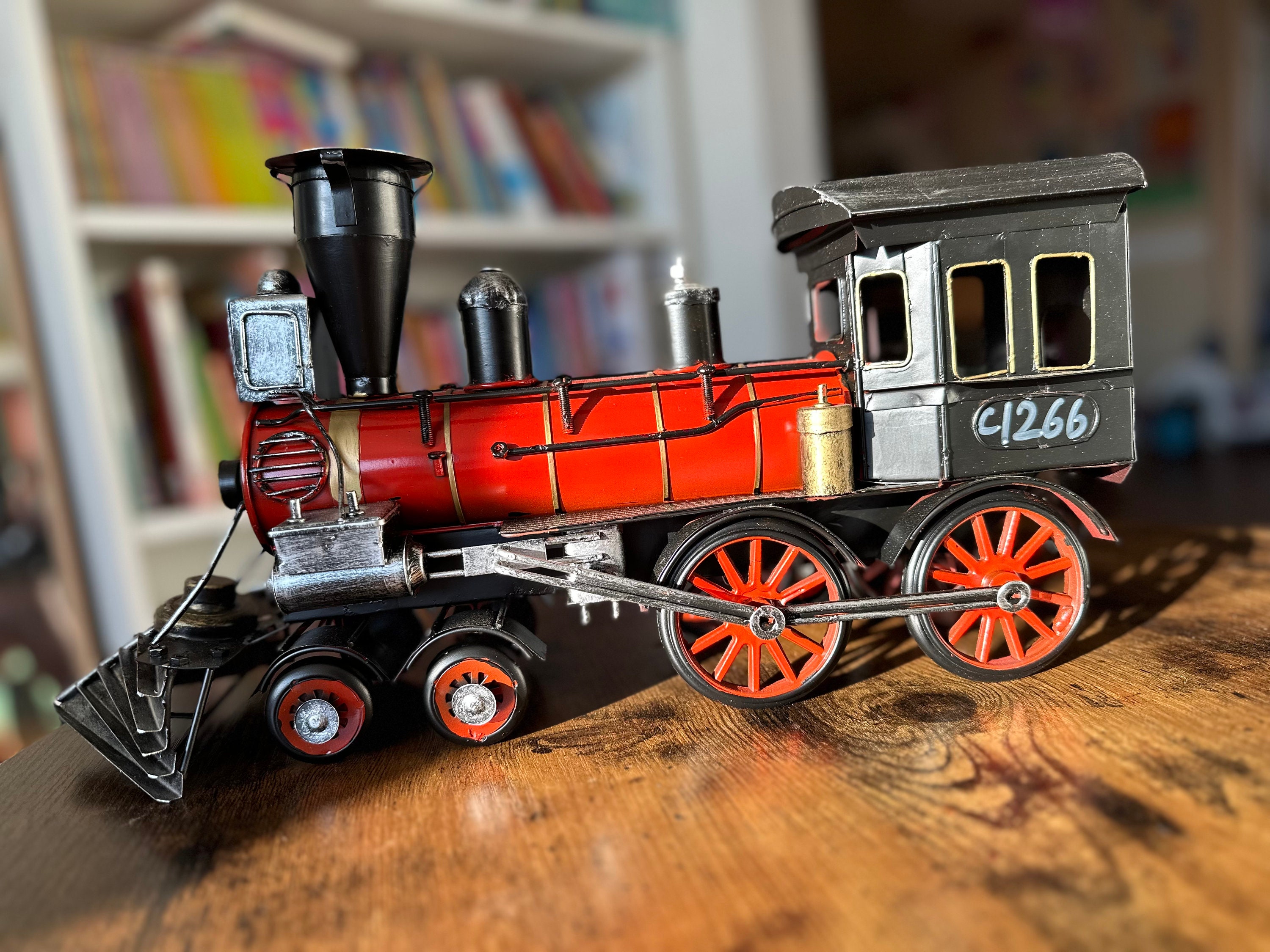 Handmade Giant Extra Large Metal Hand Welded Joints Red Train Model ...