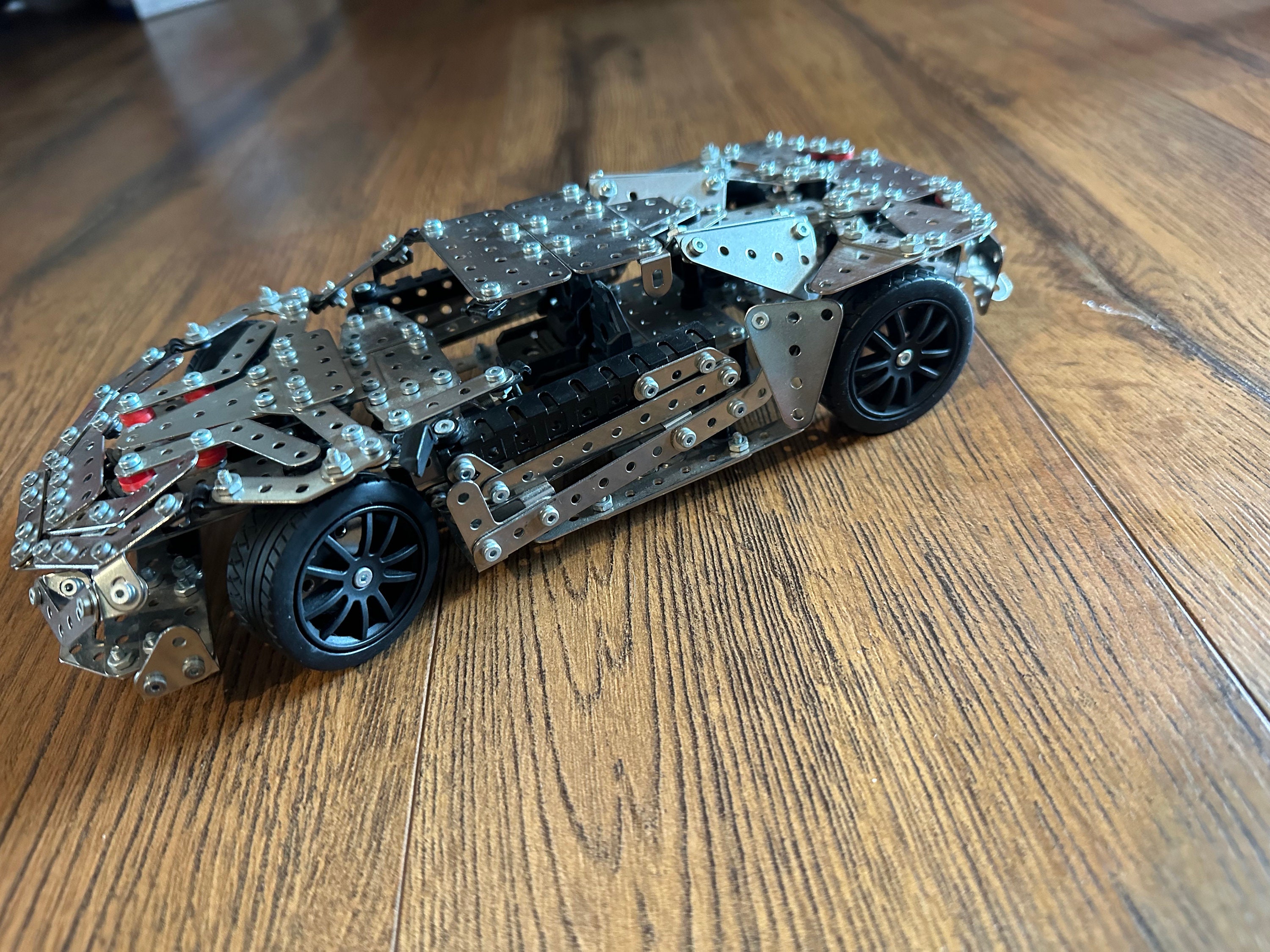 Handmade Hand Assembled Lamborghini Racing Car Metal Model Silver Race ...