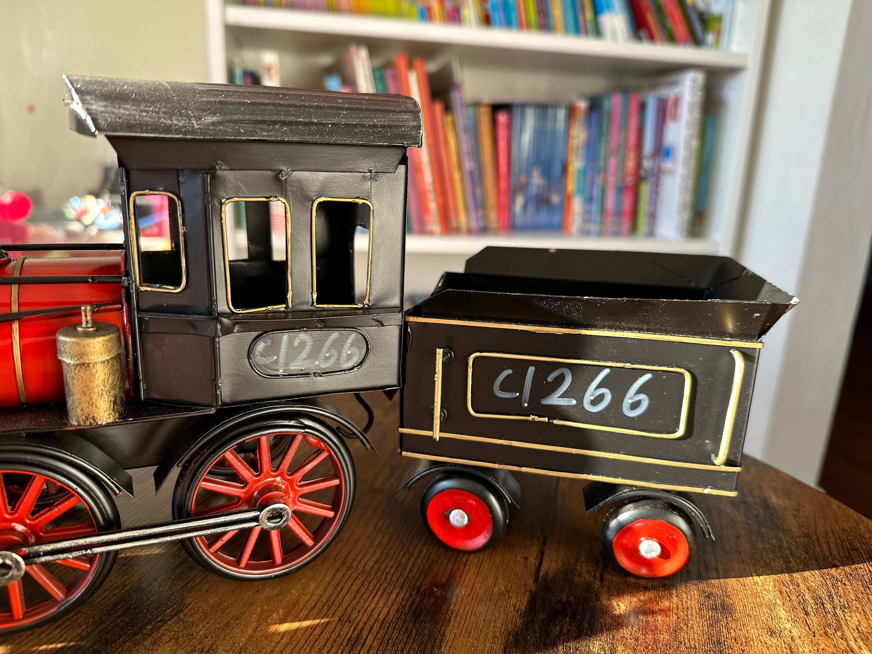 Handmade Giant Extra Large Metal Hand Welded Joints Red Train Model ...