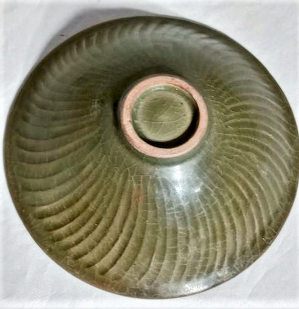 Antique Song Yaozhou Celadon Fishes Flowers Molded Fluted Conical ...