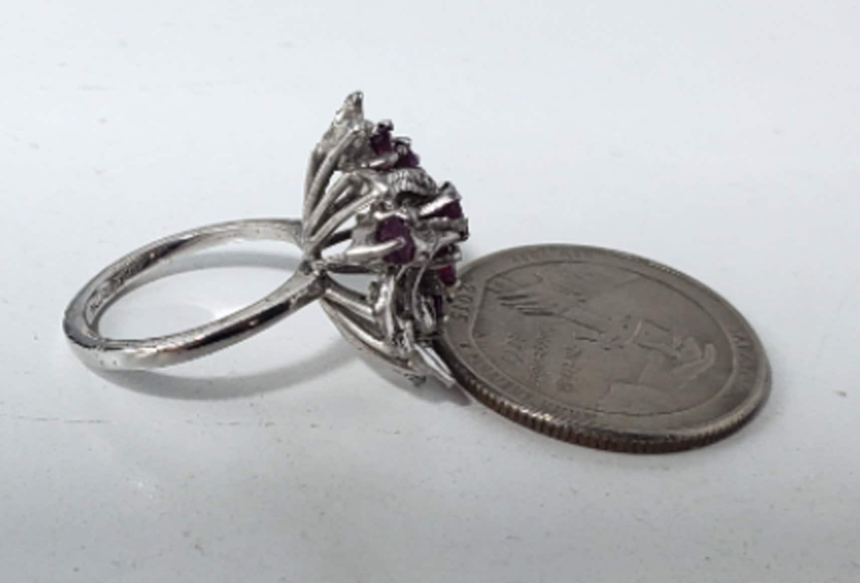 Vintage PALLADIUM Ruby & Diamond Art Deco Ring Lot Sz 7 - Etsy