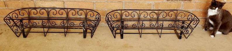 Vintage Wrought Iron Window Box Planters Pair 30" - Etsy