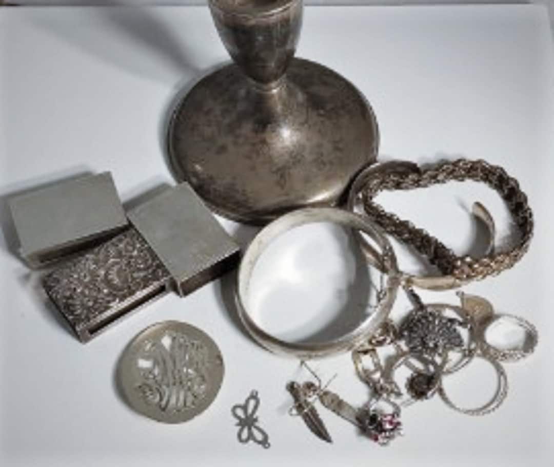 Vintage Sterling Silver Scrap Jewelry Matchbox Covers & Candlestick Lot ...
