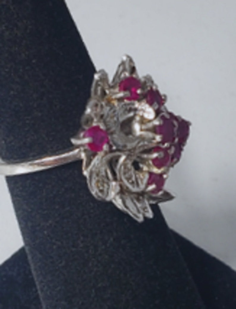 Vintage PALLADIUM Ruby & Diamond Art Deco Ring Lot Sz ~ 7 - Etsy
