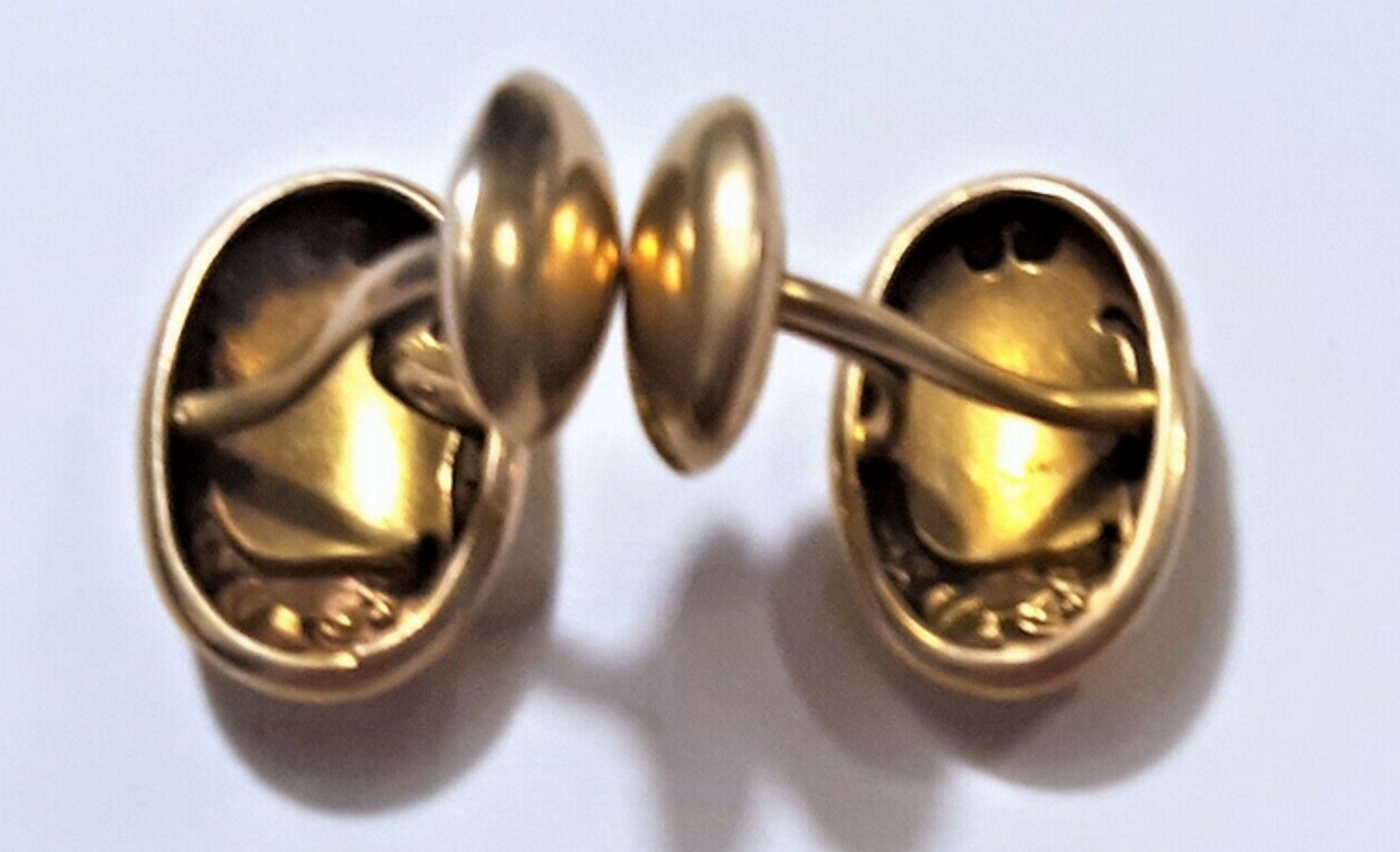 15K YG Edwardian Art Nouveau Deco Eagle Relief Cuff Links l Mono ...