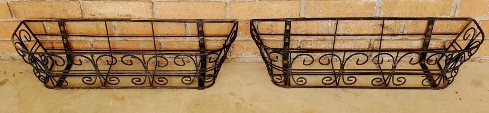 Vintage Wrought Iron Window Box Planters Pair 30" - Etsy