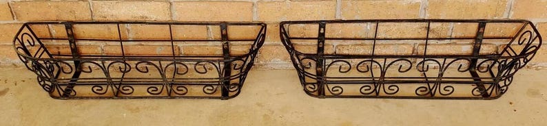 Vintage Wrought Iron Window Box Planters Pair 30" - Etsy