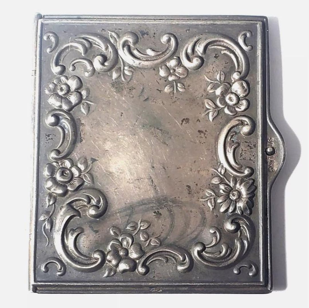 Antique Victorian Edwardian Sterling Silver Ornate Card Case or ...
