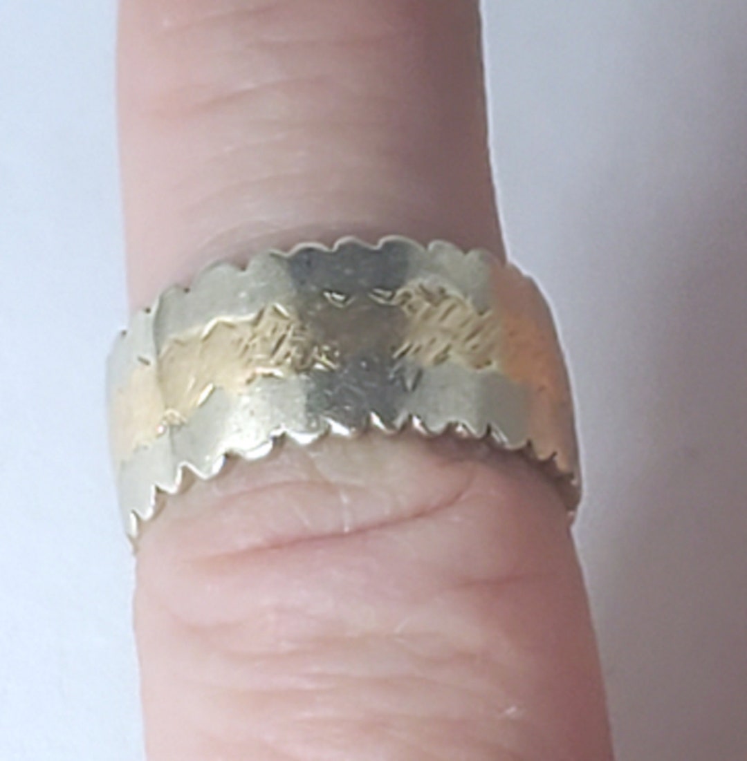 Vintage 10K W & Y Gold Serrated Custom Wedding Band Ring Lot Sz ~5 - Etsy