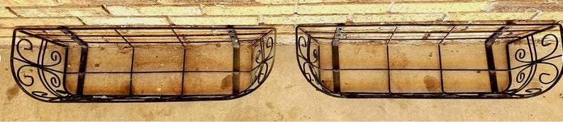 Vintage Wrought Iron Window Box Planters Pair 30" - Etsy