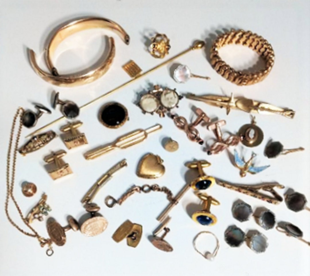 Antique Victorian Edwardian 2 Deco Gold Filled Jewelry Wear Repair Lot ...