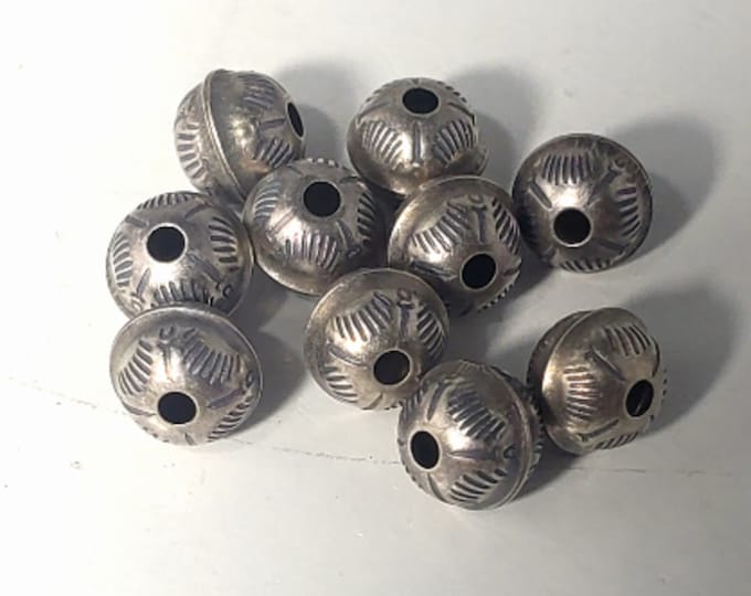 Vtg Sterling Silver Salvaged Stamped Design Navajo Bench Beads 7 Mm Lot ...