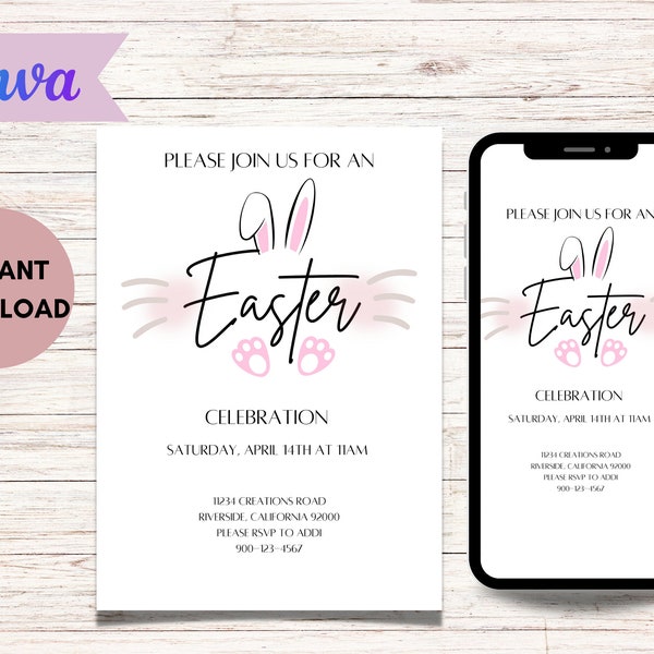 Easter Invitation, Easter Birthday Invitation, Bunny Birthday ...