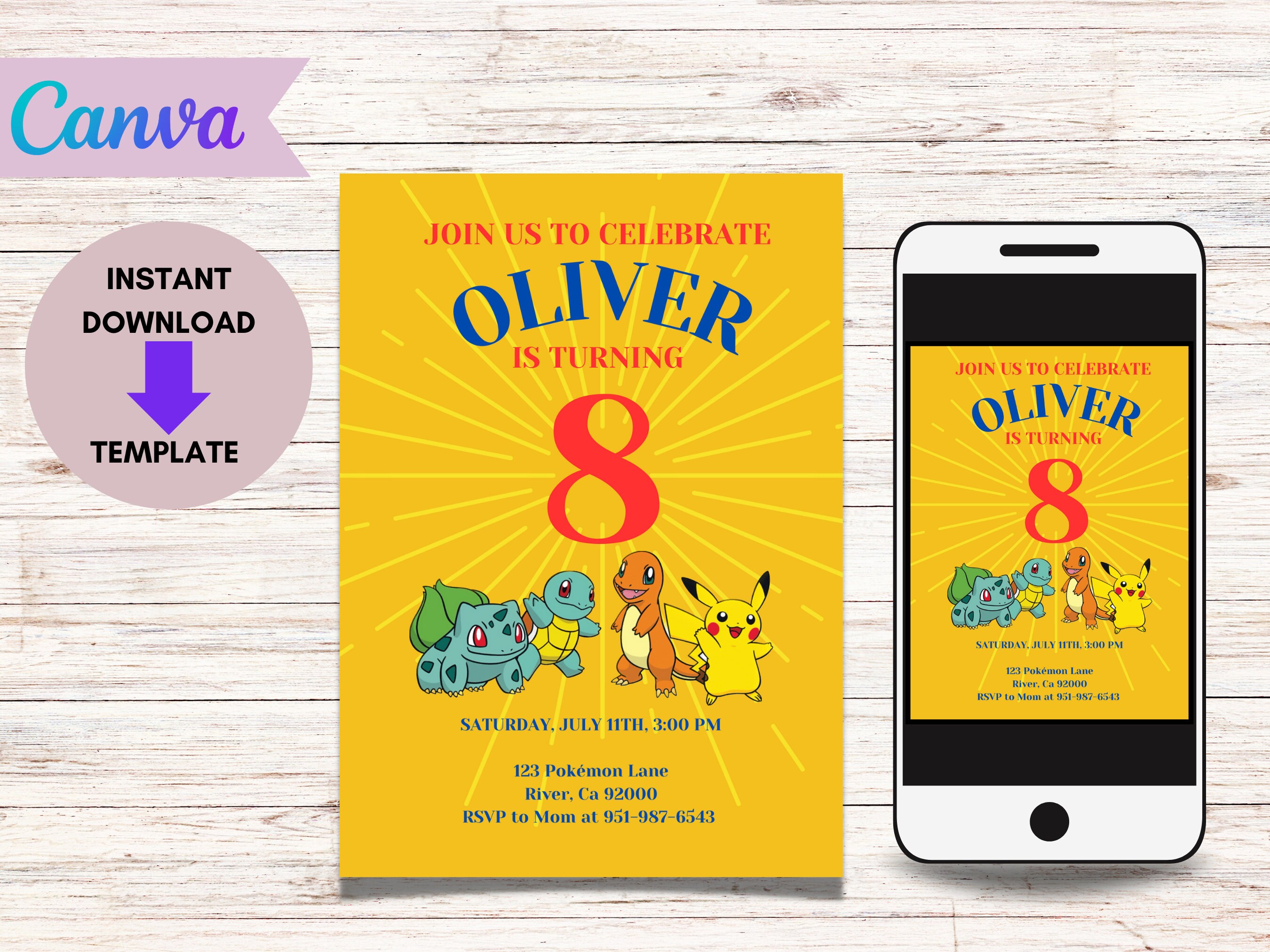 Pokemon Birthday Invitation, Pokemon Digital Invitation, Pokemon ...