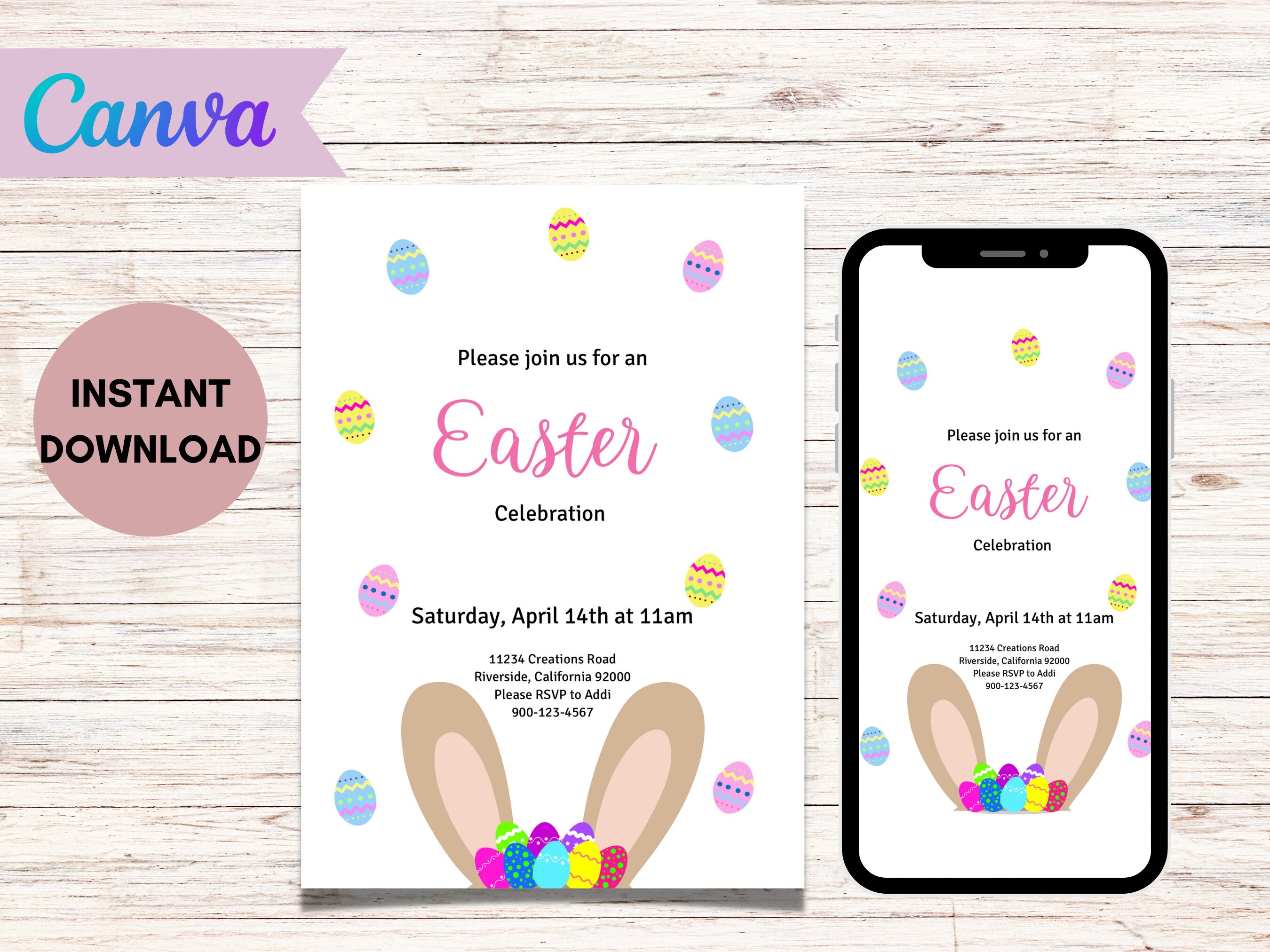 Easter Invitation, Easter Birthday Invitation, Bunny Birthday ...