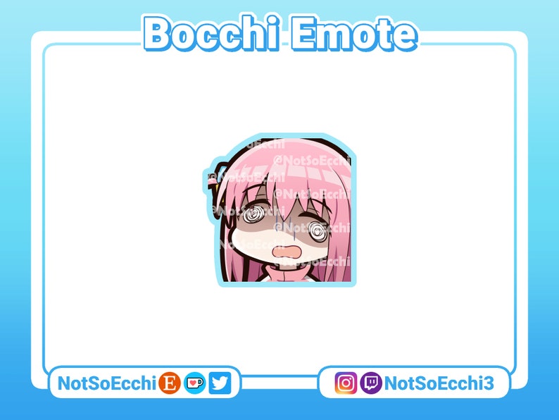 Scared Bocchi the Rock Emote Cute for Streamers Youtube Discord Anime ...