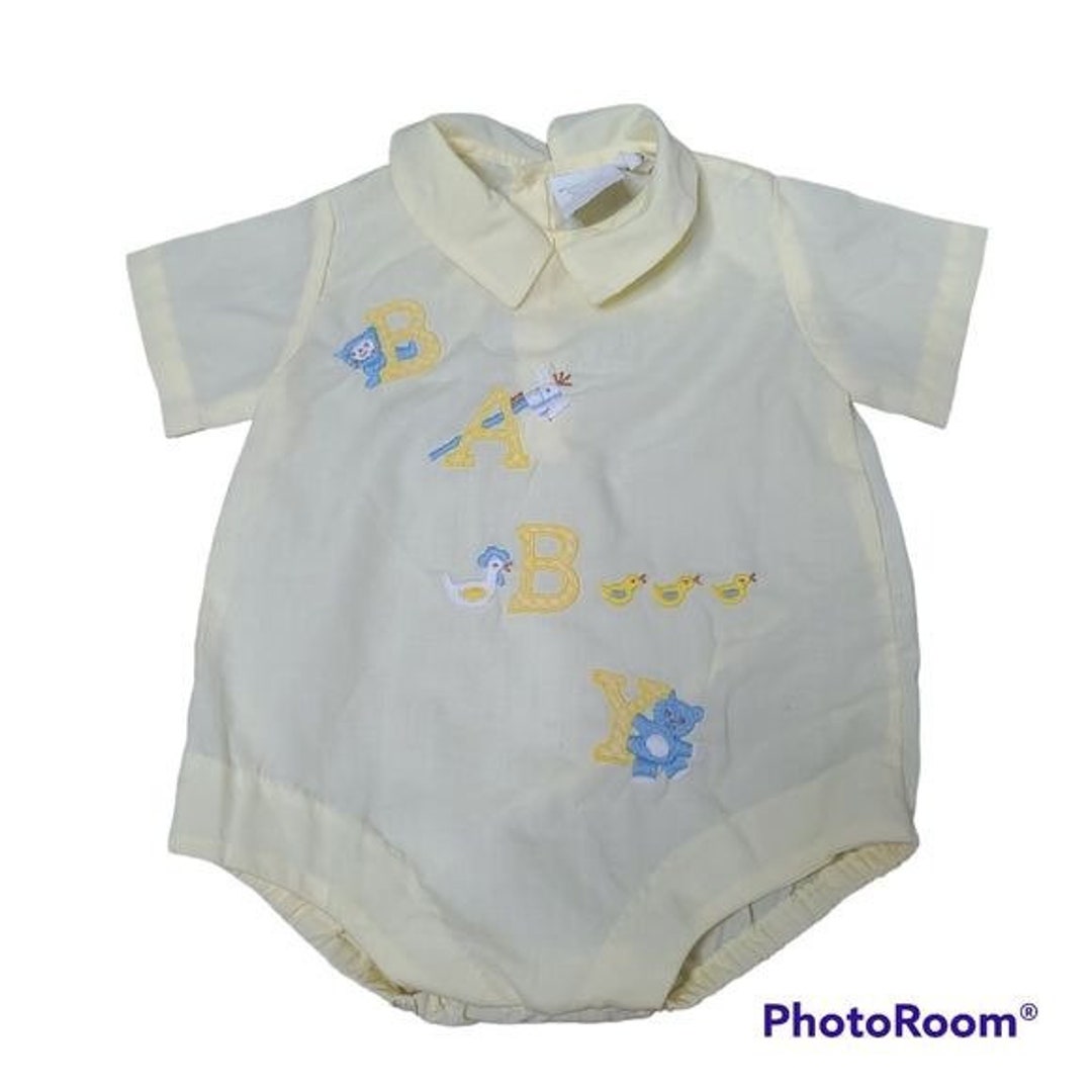 Vintage Pale Yellow Embroidered Teddy Bear Ducks Baby Outfit - Etsy