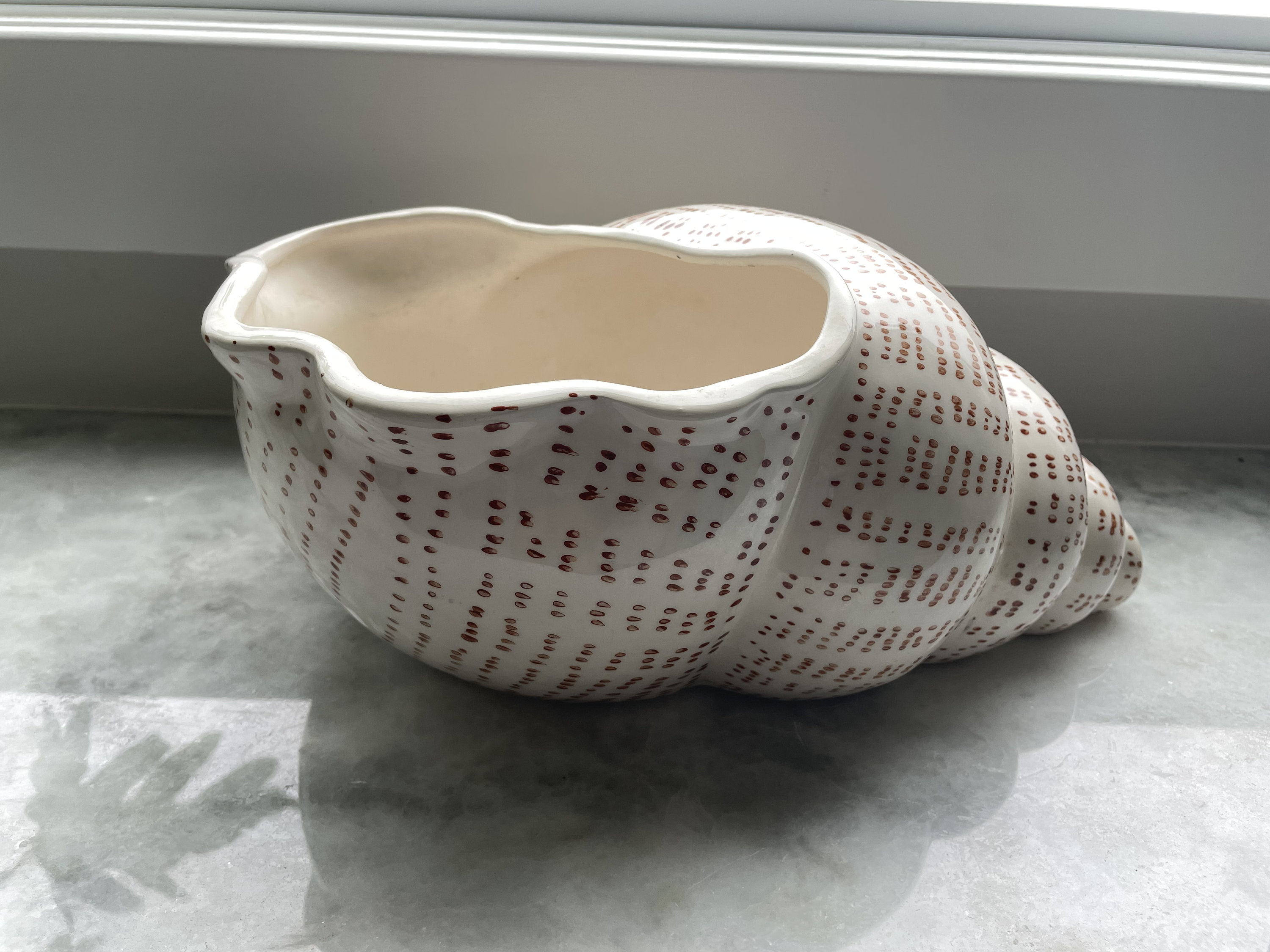 Fitz and Floyd 1970's Ceramic Conch Shell Planter Cache Pot Set of Two ...