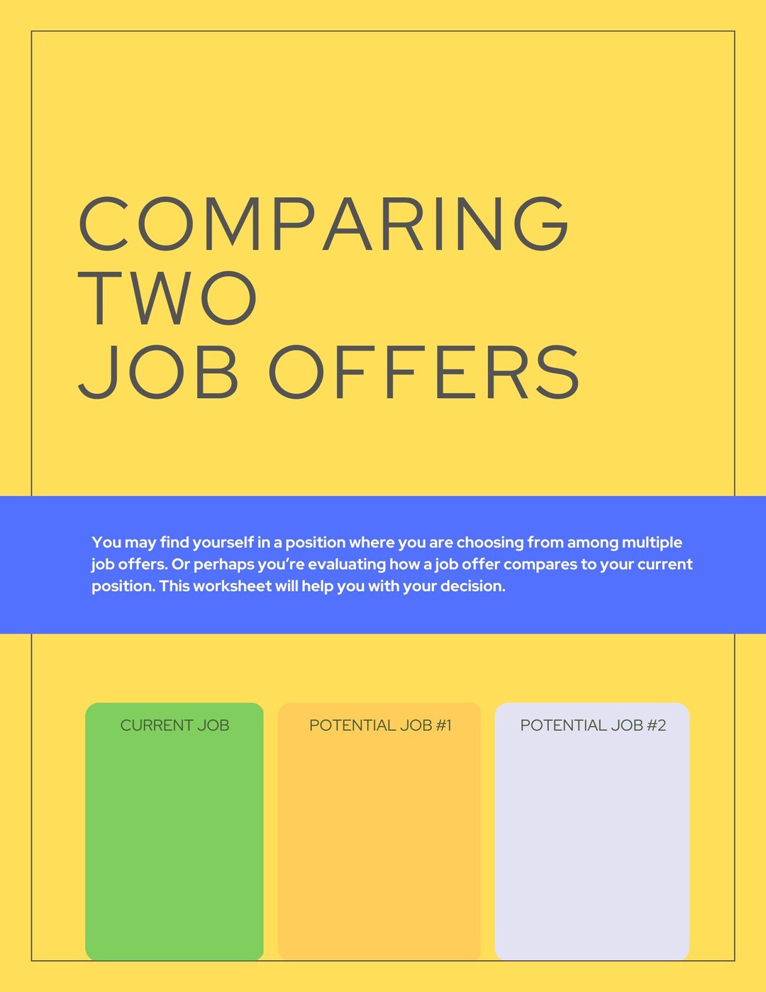 Comparing Two Job Offers Worksheet (digital Download) PDF - Etsy