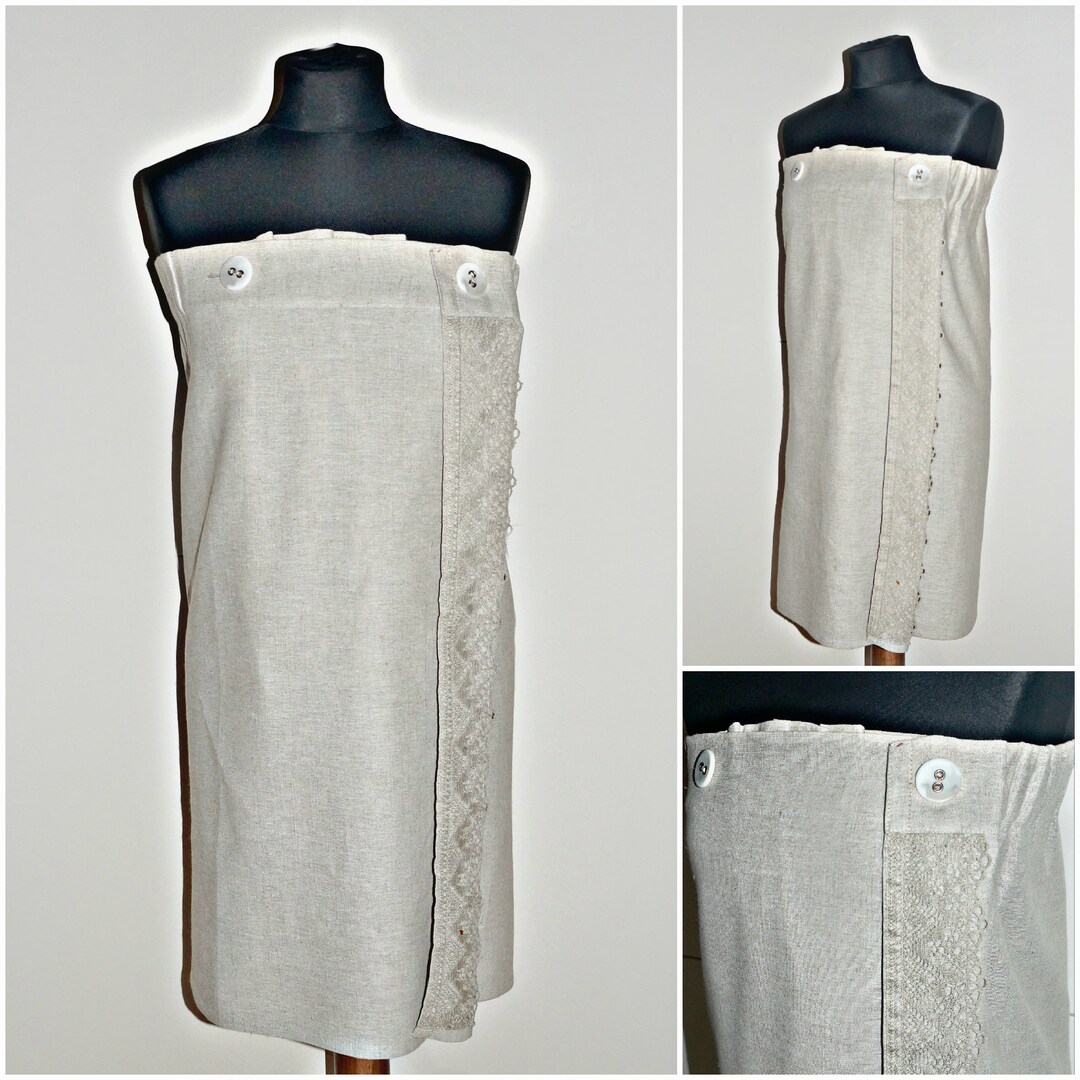 Linen Pareo With Lace for the Sauna. Sauna Skirt. Linen Spa Wrap. Linen ...