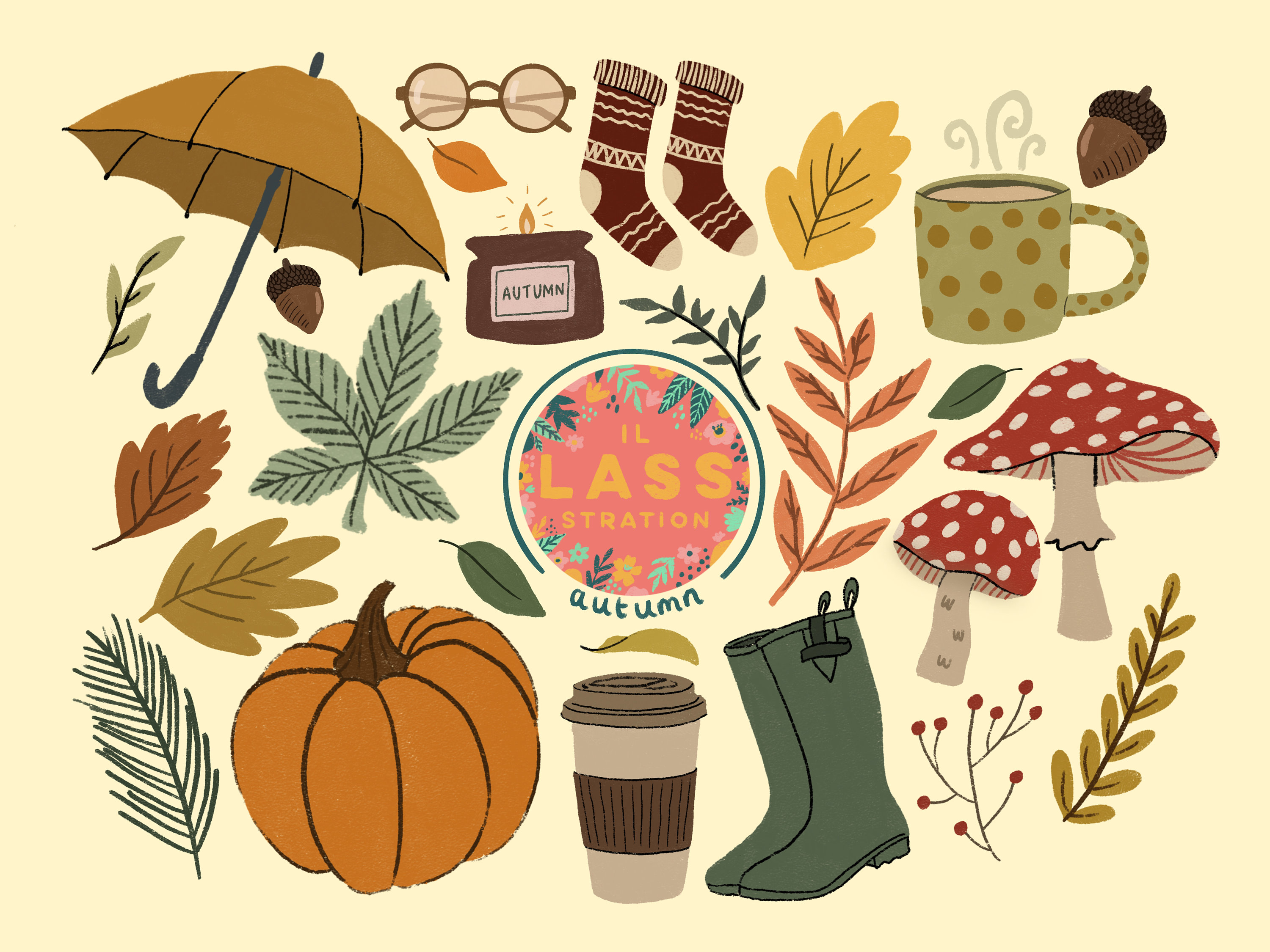 Digital Download Autumn Clipart Fall Illustrations Seasonal Drawings ...