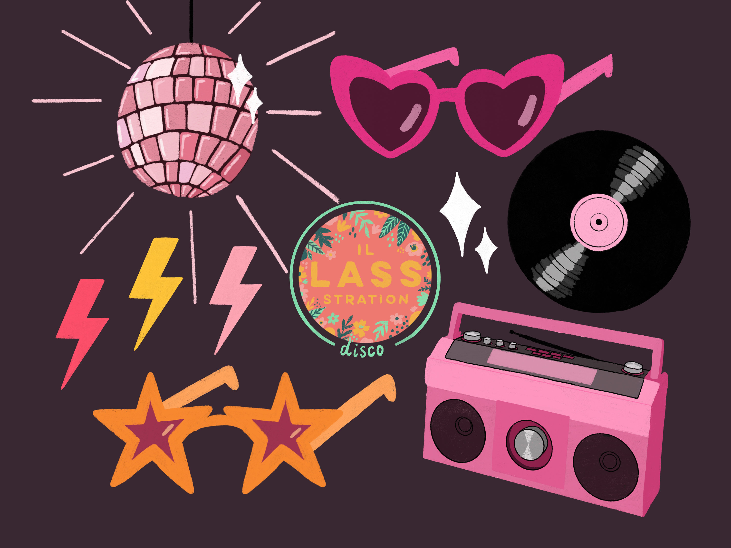 Digital Download Disco Clip Art Retro Music Illustrations Party ...