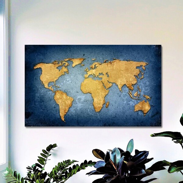 Stretched Canvas World Map Wall Art - Etsy