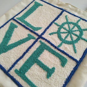 Hand Tufted Tote Bag, Punch Needle Rainbow Design Beach Bag, Custom ...