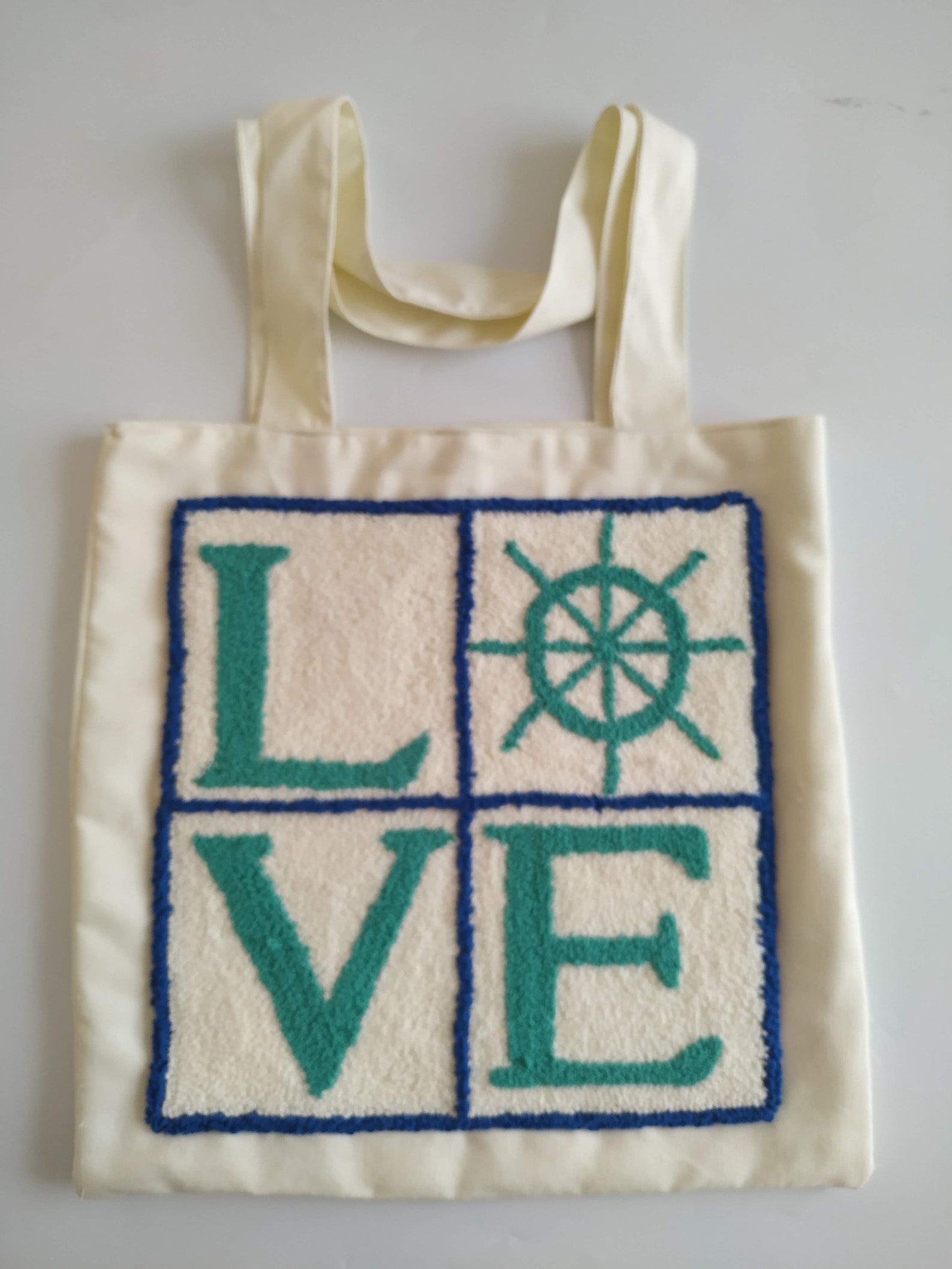 Hand Tufted Tote Bag, Punch Needle Rainbow Design Beach Bag, Custom ...