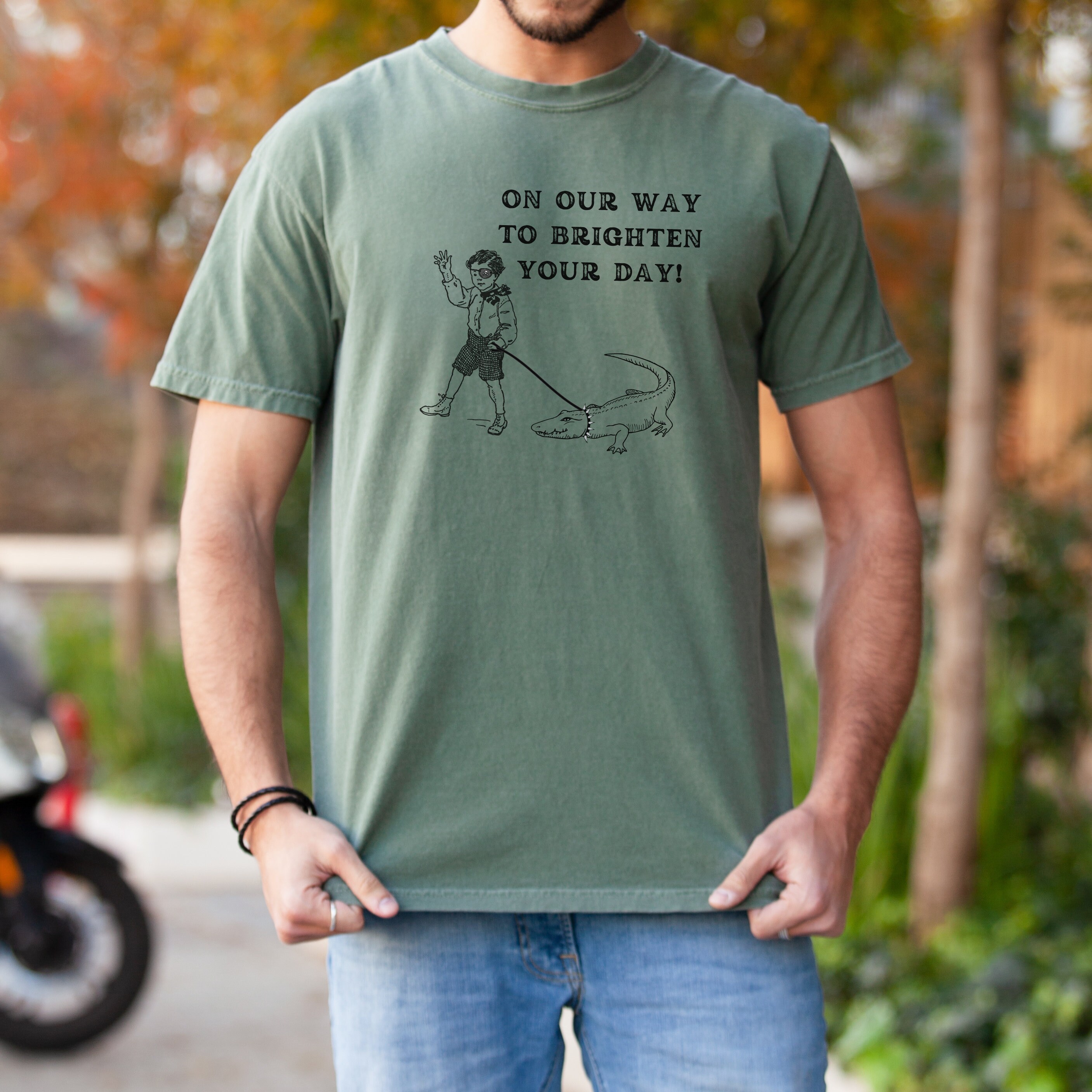 Boy Walking Alligator Funny Retro Shirt, Weird Shirts for Women Ladies ...