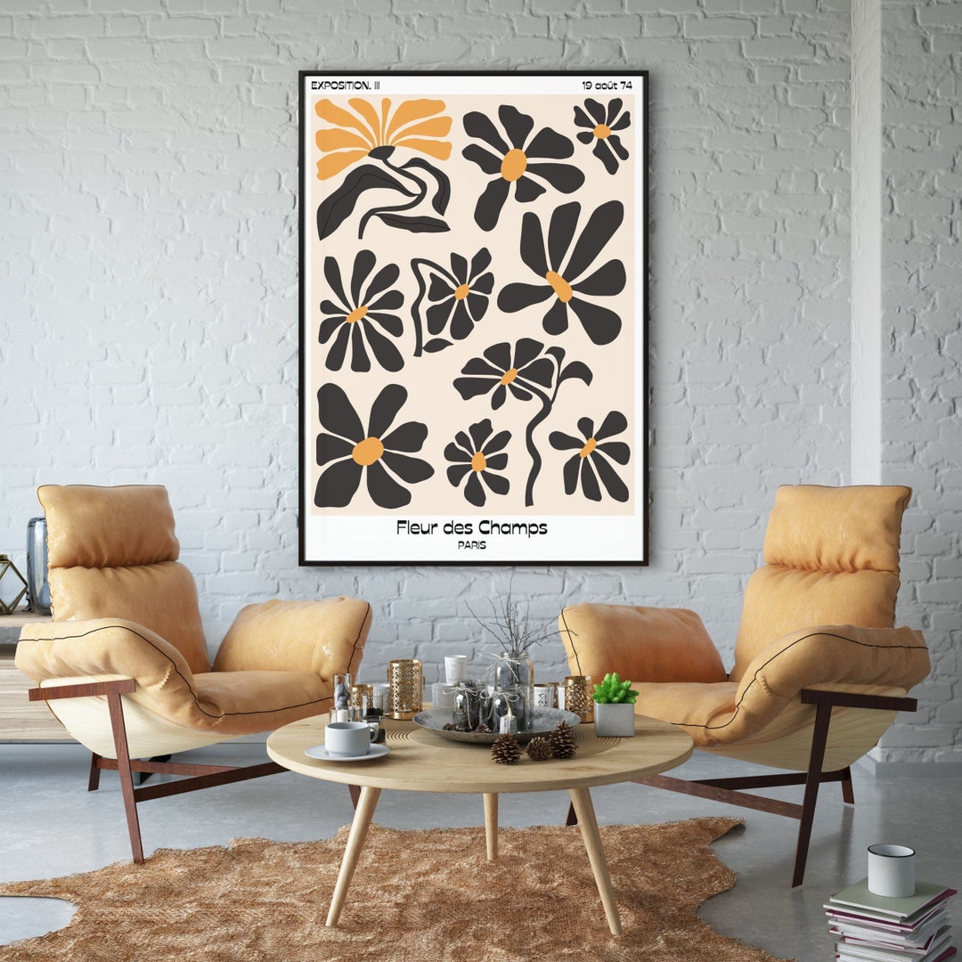 Fleur De Champs Matisse Style Print, Retro Style Wall Art, Flowers ...
