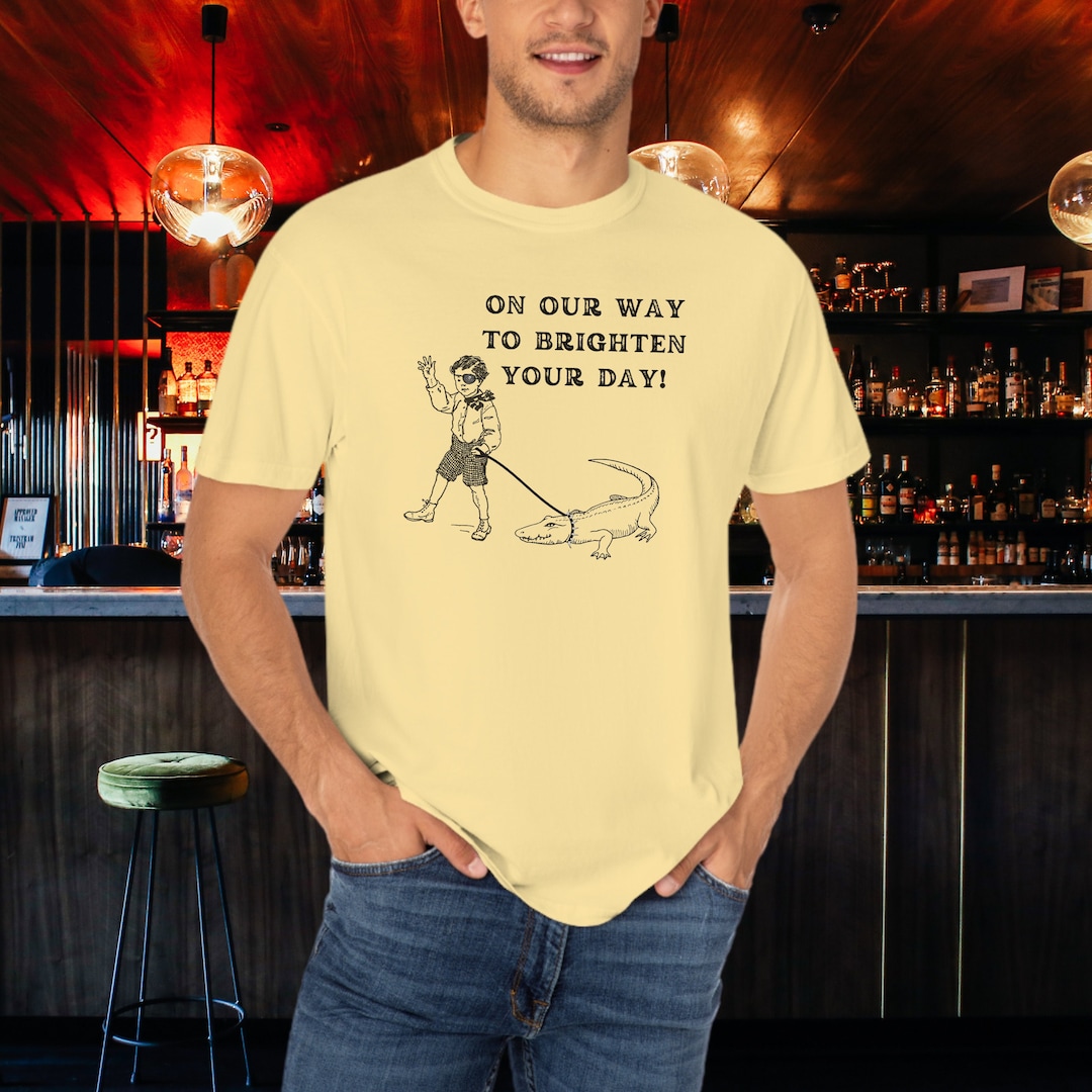 Boy Walking Alligator Funny Retro Shirt, Weird Shirts for Women Ladies ...