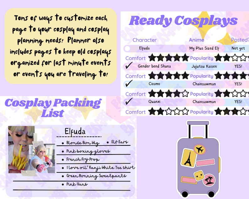 Pastel Cosplay Planner, Printable Digital Download and Canva Template ...