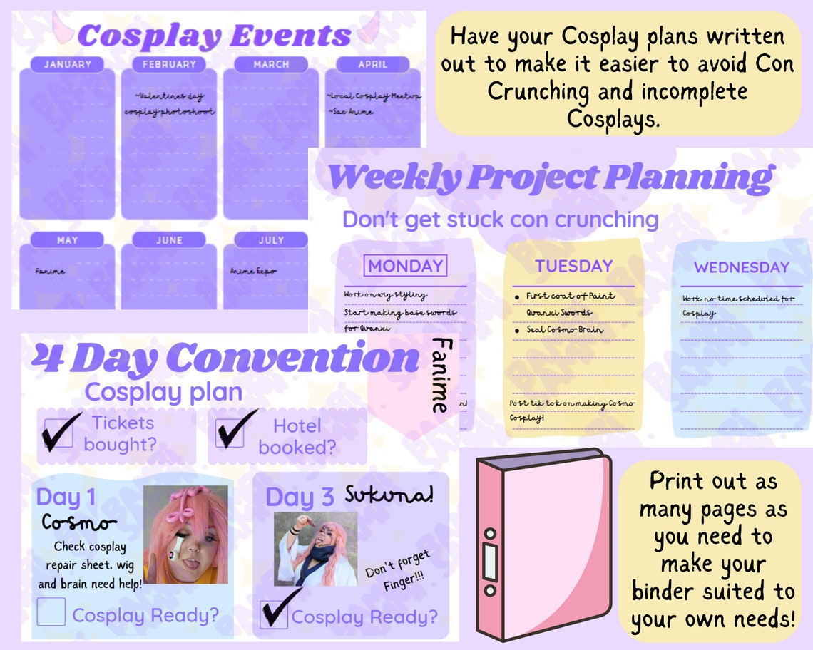 Pastel Cosplay Planner, Printable Digital Download and Canva Template ...