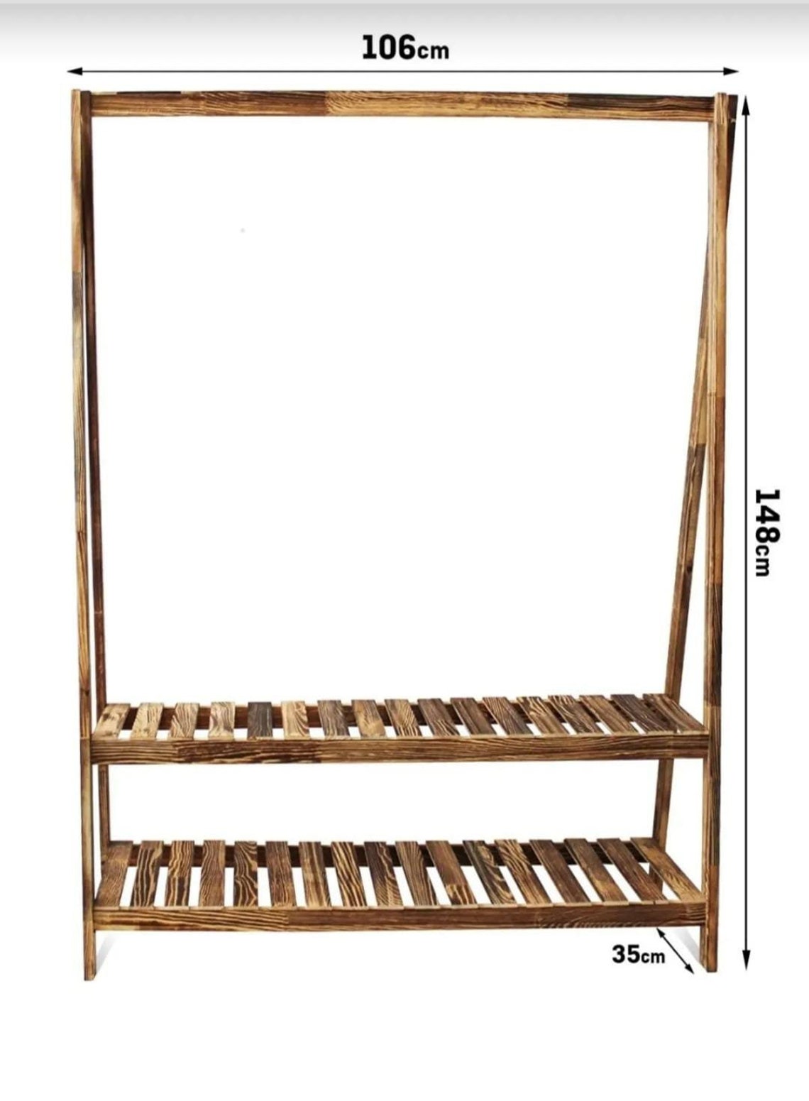 Wooden Clothes Stand 2 Shelves | Wood Bedroom Valet | Garment Storage ...