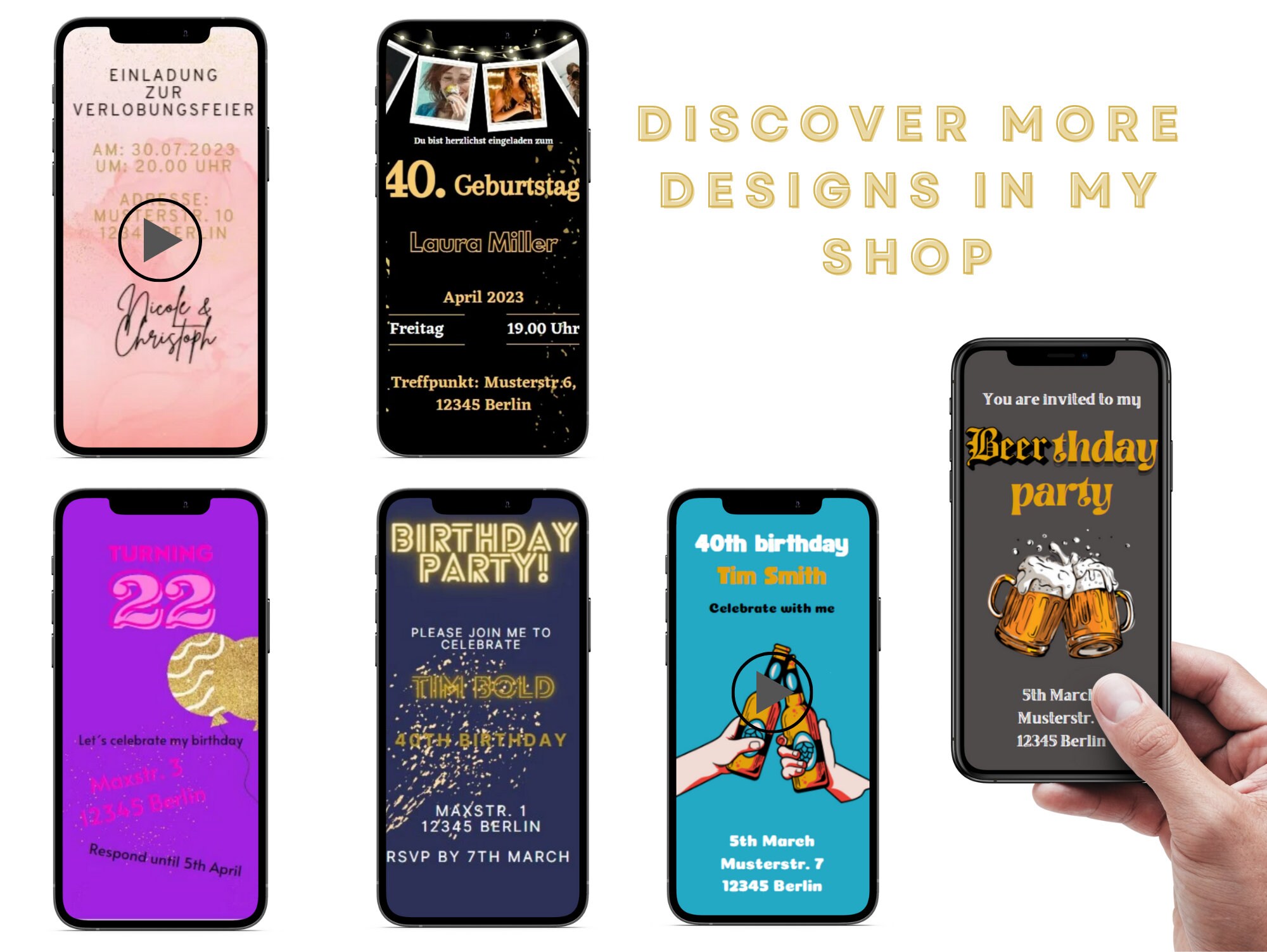 Plantilla de invitación de cumpleaños personalizable, reutilizable ...