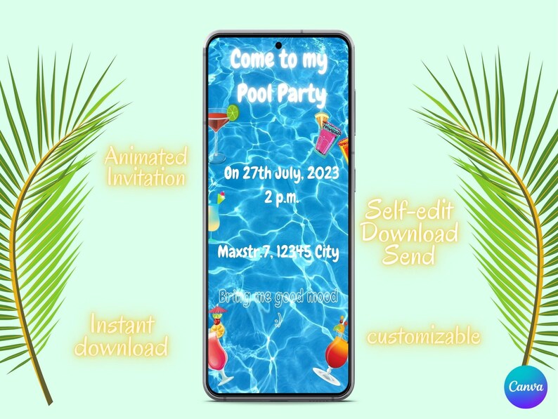 Summer Fun Digital Pool Party Invitation Personalized Online - Etsy