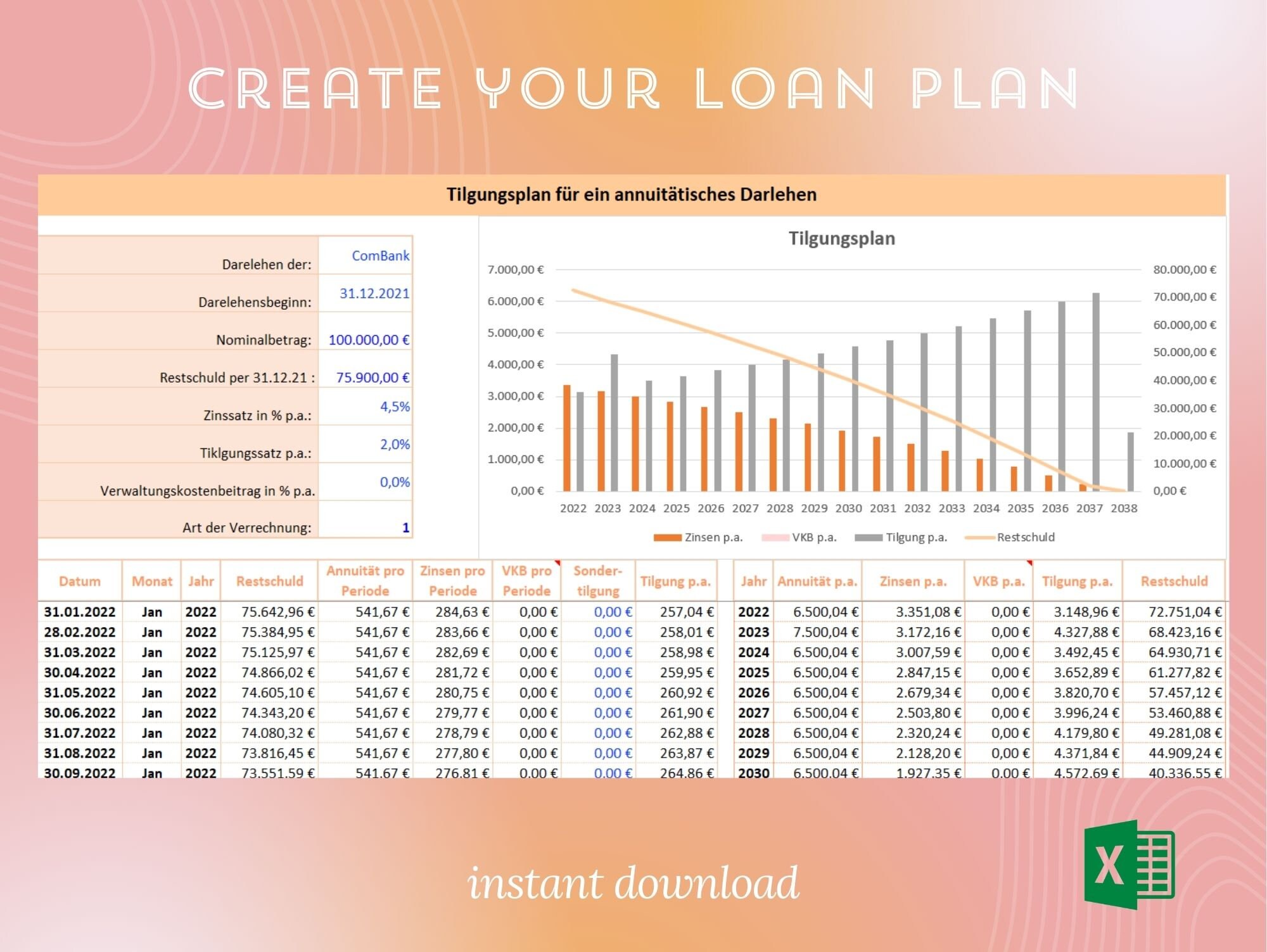 Budget and Digital Finance Planner Including Loan Plan, Income and ...