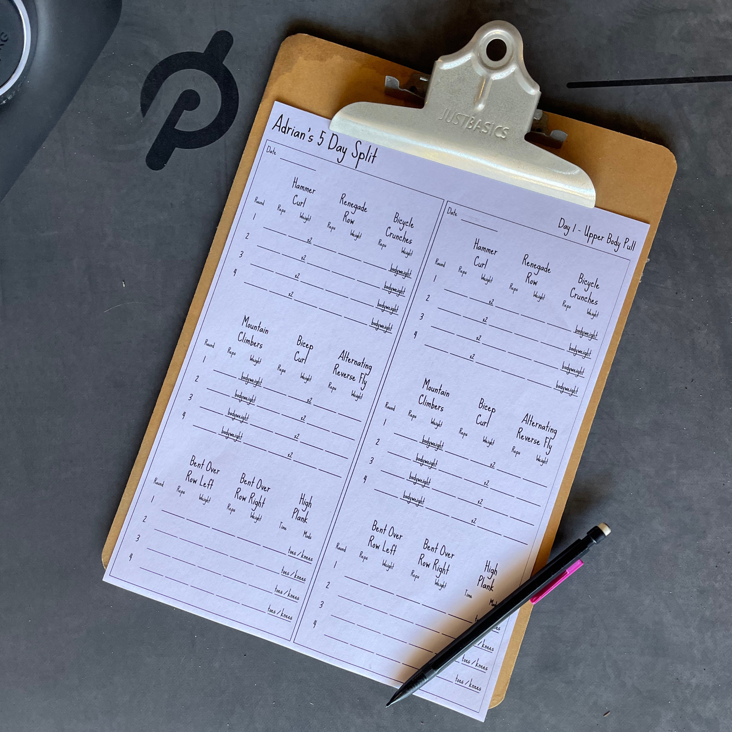 Adrian Williams 5 Day Strength Training Split Tracker | Progressive ...