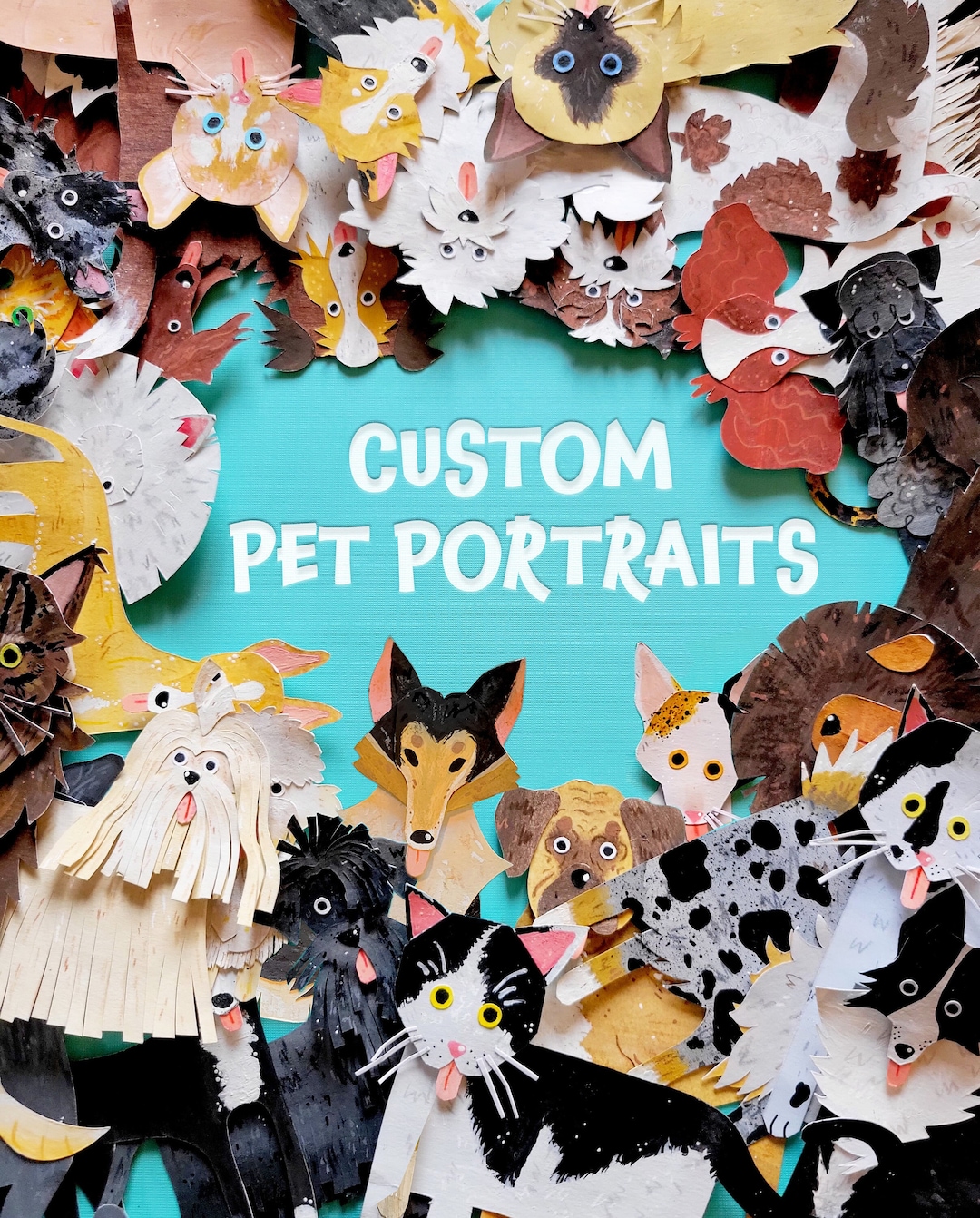 Custom Paper Pet Portraits - Etsy