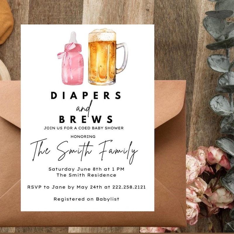 Baby Girl Diaper Keg Invite - Etsy
