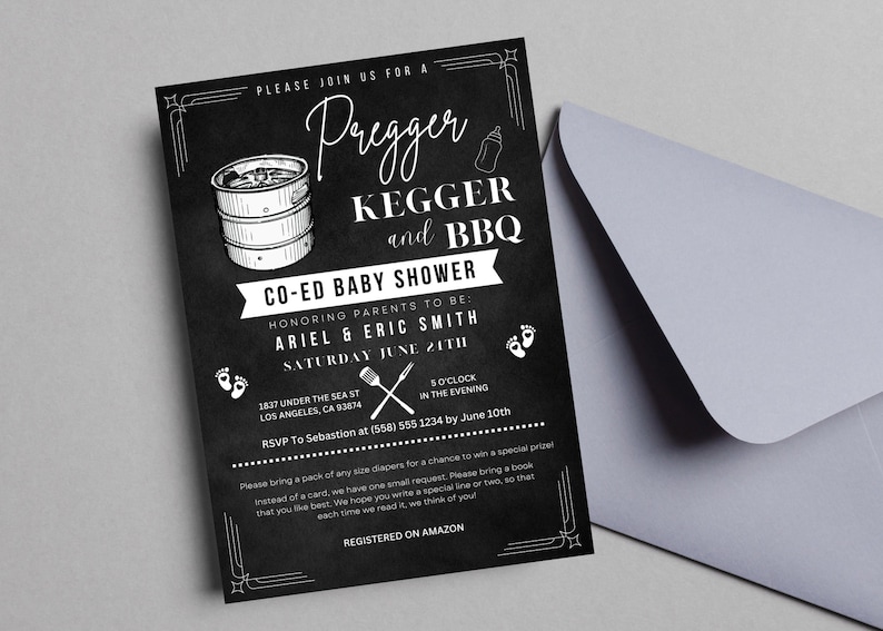 Pregger Kegger - Co-ed Baby Shower Invite - Customizable **TEMPLATE ...