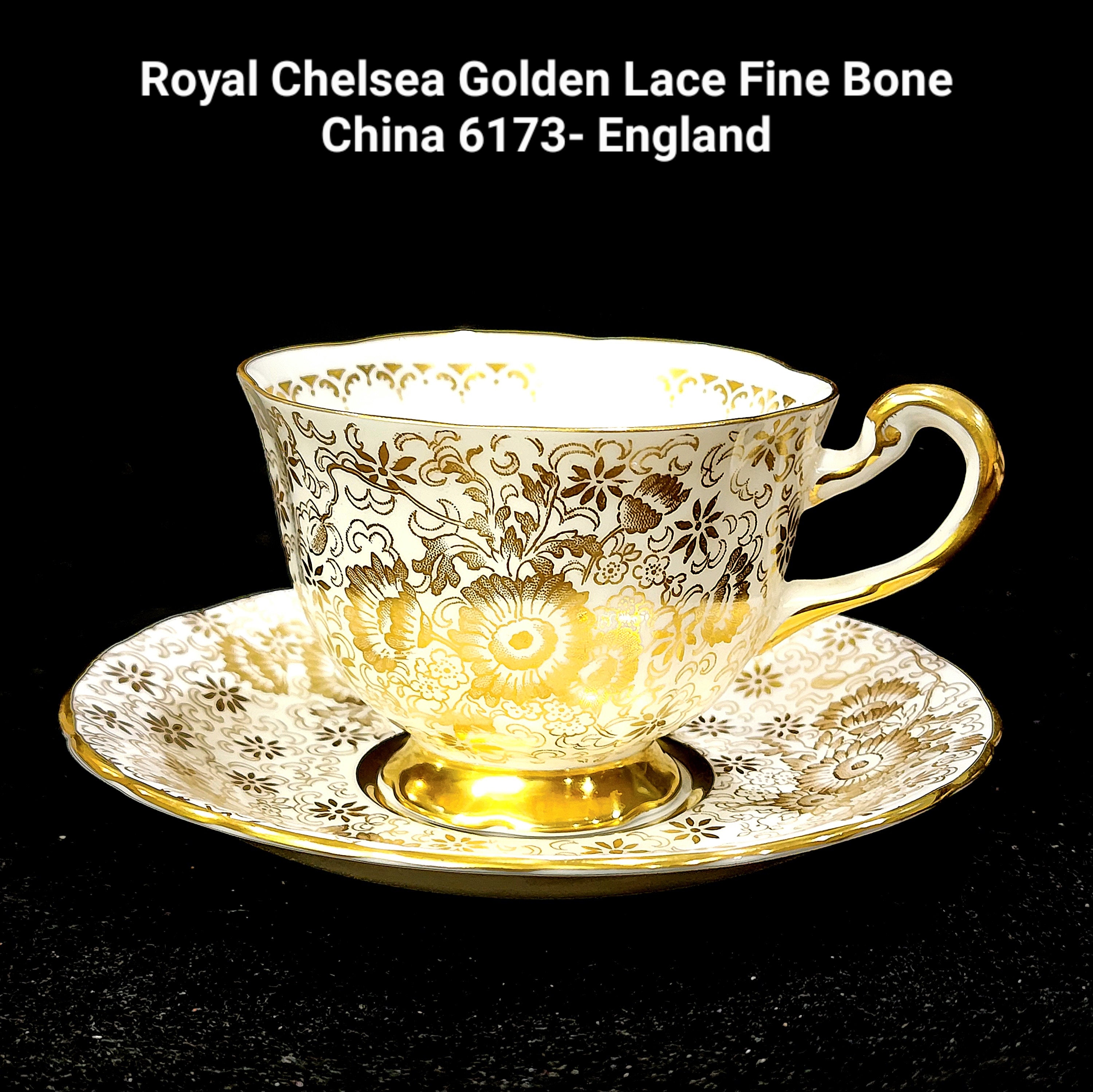 Royal Chelsea Gold Integrated Pattern. Bone China Tea Cup Set (6 Sets ...
