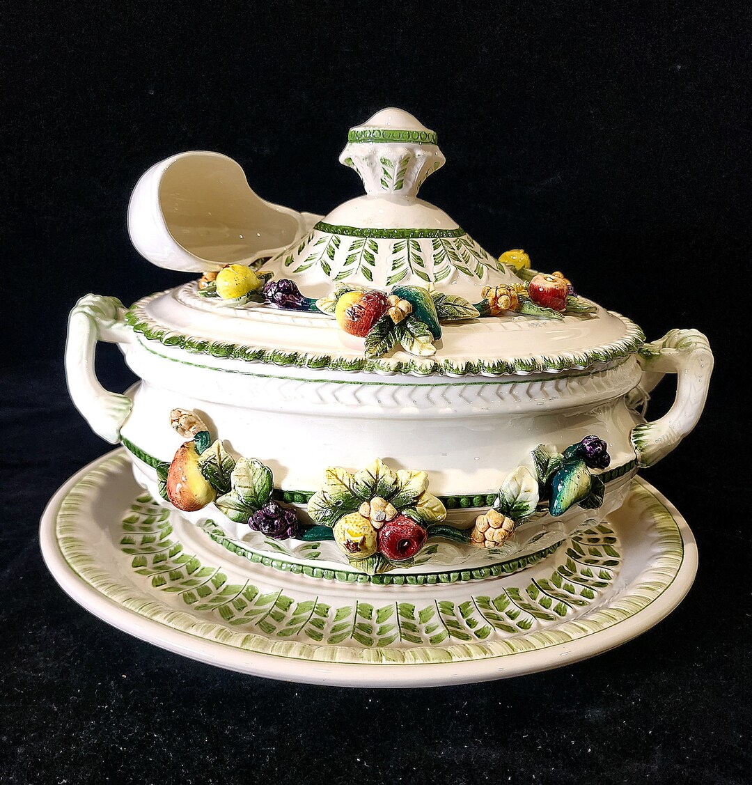 Italian Tureen Set With Tray and Ladle, Hand-painted - Etsy