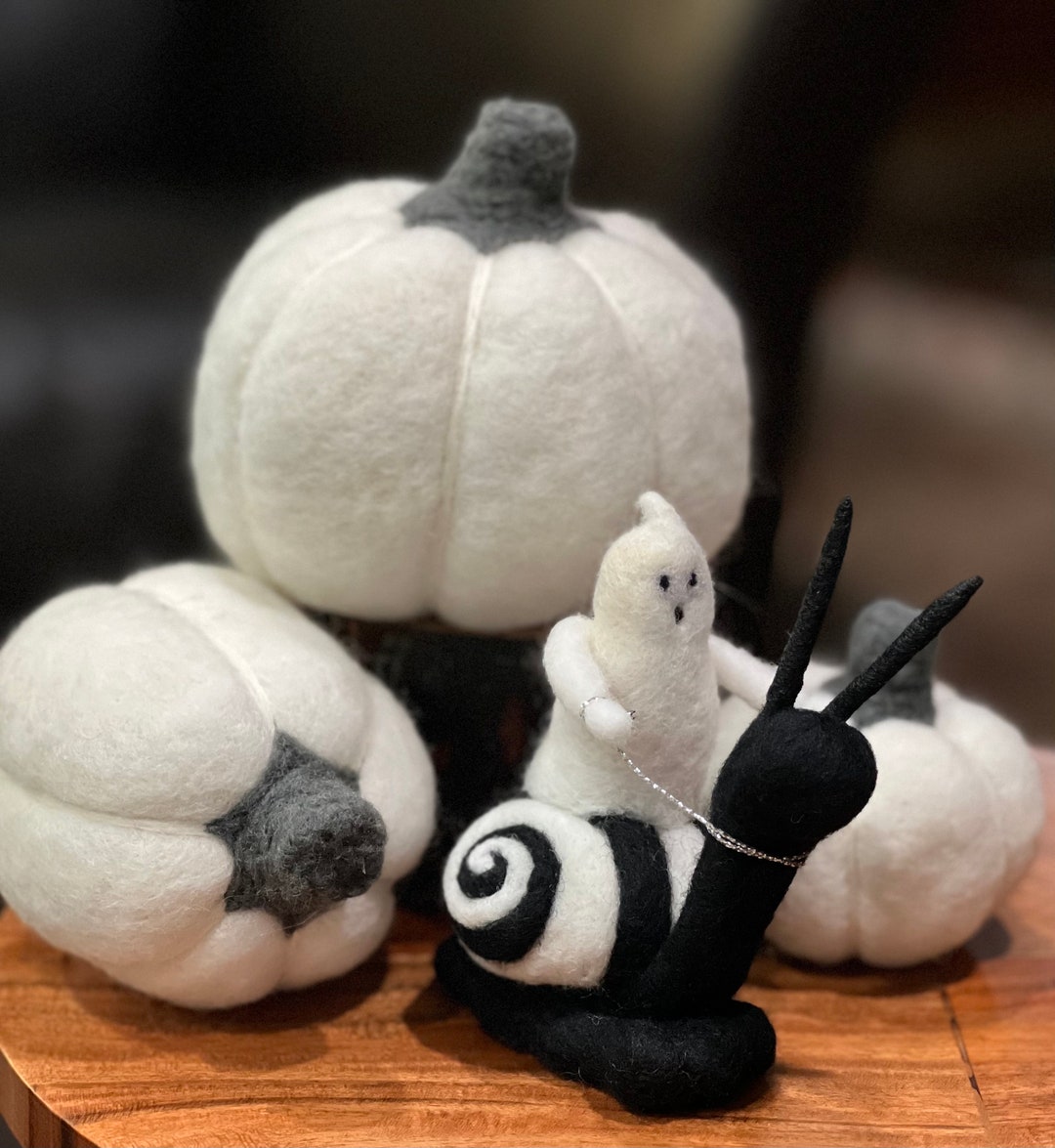 Needle Felted Halloween Snail With Ghost Rider, Snail Lovers Gift ...