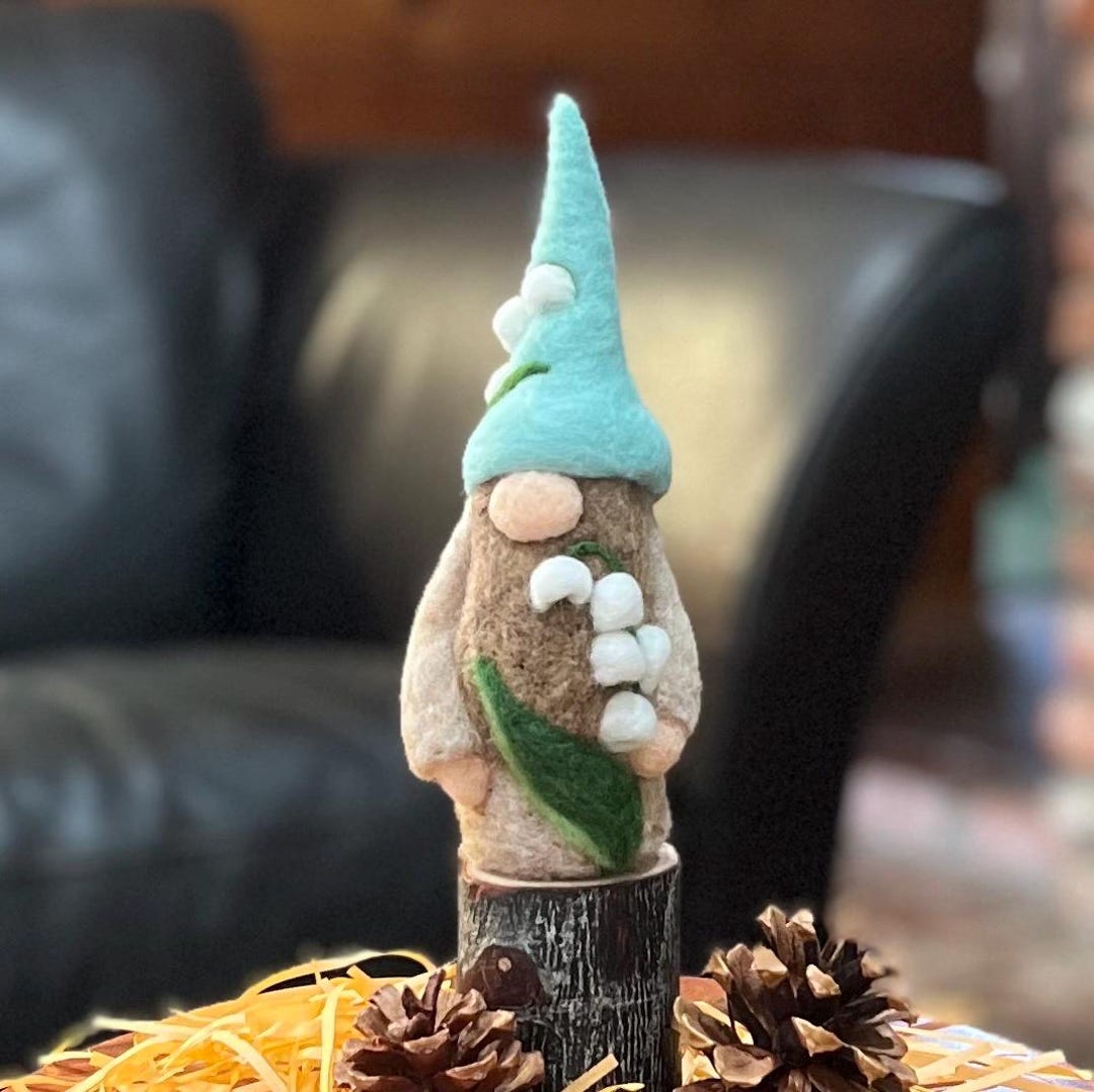 Needle Felted Birth Flower Gnome, May Gnome, Woodland Gnome, Flower of ...