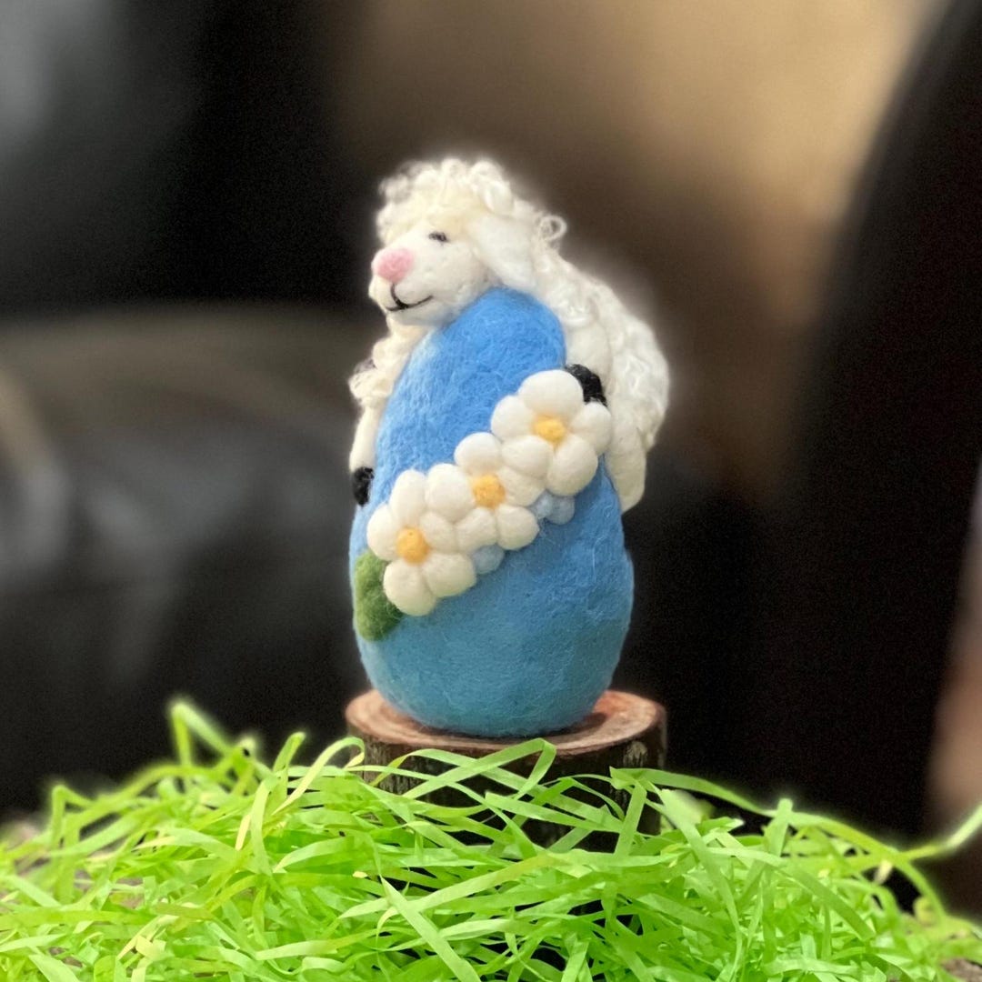 Needle Felted Easter Egg With Climbing Lamb, Easter Decoration, Unique ...