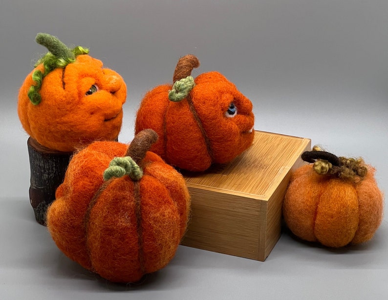 Needle Felted Pumpkins With Faces Needle Felted Pumpkin With - Etsy