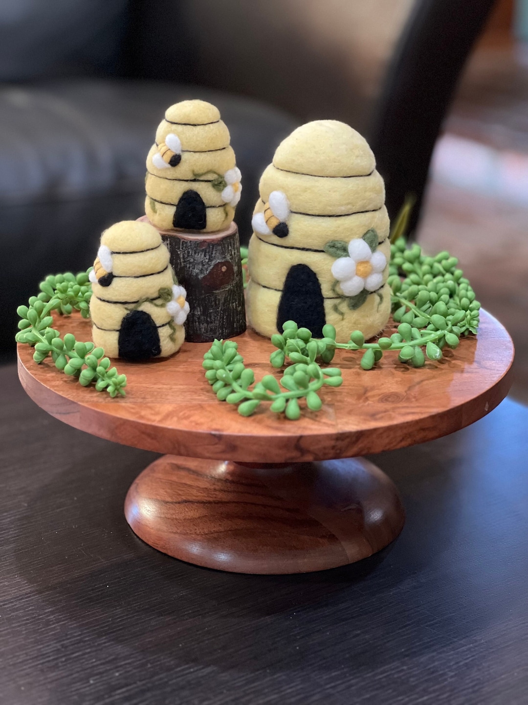 Needle Felted Beehive, Needle Felted Bee and Flowers on Hive ...